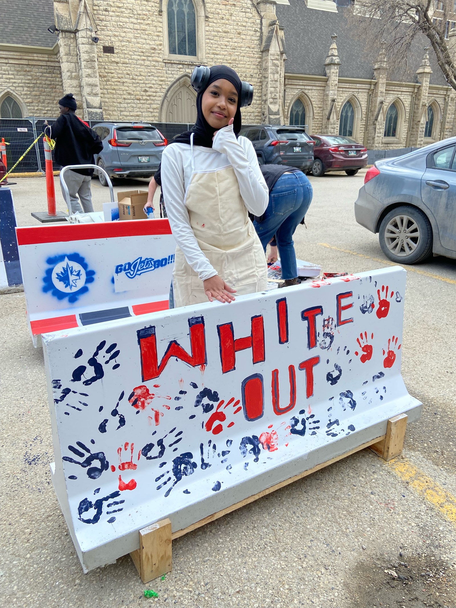 Winnipeg students transform concrete barriers into playoff art for Jets ...